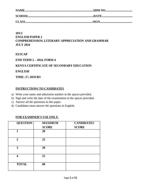 Form 4 English Paper 2 Question Paper Pdf Disciplines