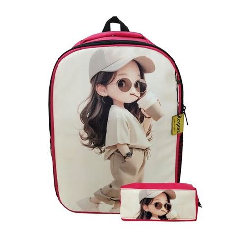 خرید و قیمت کیف مدرسه دخترانه مدل دختر کیوت با جامدادیارسال رایگان از