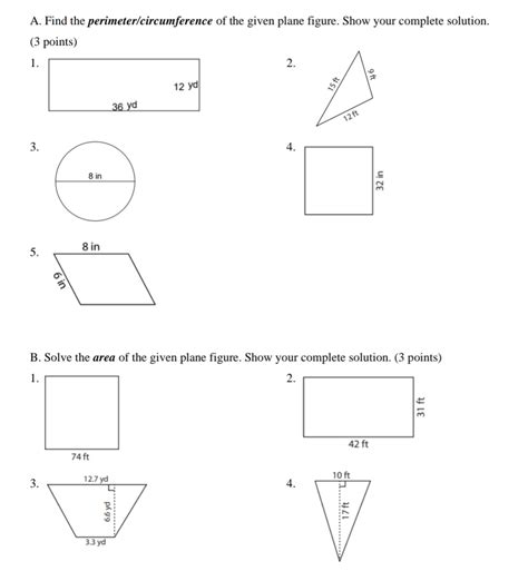 Solved A Find The Perimetercircumference Of The Given Plane Figure Show Your Complete