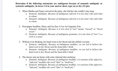 Solved Determine If The Following Statements Are Ambiguous