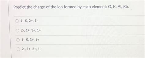Solved Predict The Charge Of The Ion Formed By Each Element Chegg Com