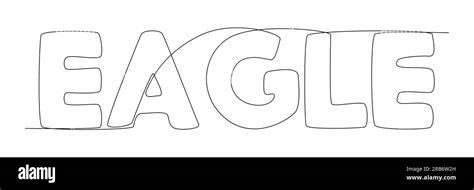 One Continuous Line Of Eagle Word Thin Line Illustration Vector