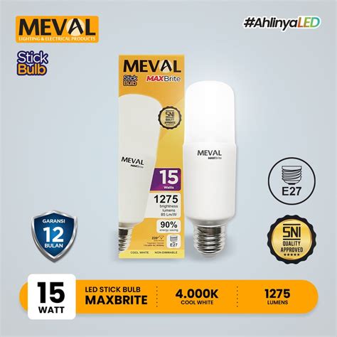 Jual Meval Led Stick Bulb Maxbrite 15 Watt E27 4000k Cool White 15w