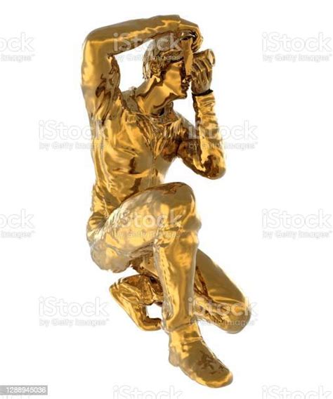 흰색 배경 3d 일러스트에 고립 된 금의 사진 작가 동상 파파라치 사진작가에 대한 스톡 사진 및 기타 이미지 파파라치 사진작가 0명 3차원 형태 Istock