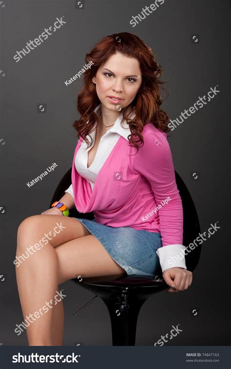 Sexy Girl Sitting Office Chair Stock Photo Shutterstock