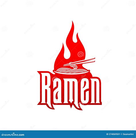 Hot Ramen Noodles Emblem Isolated Icon Or Label Stock Vector