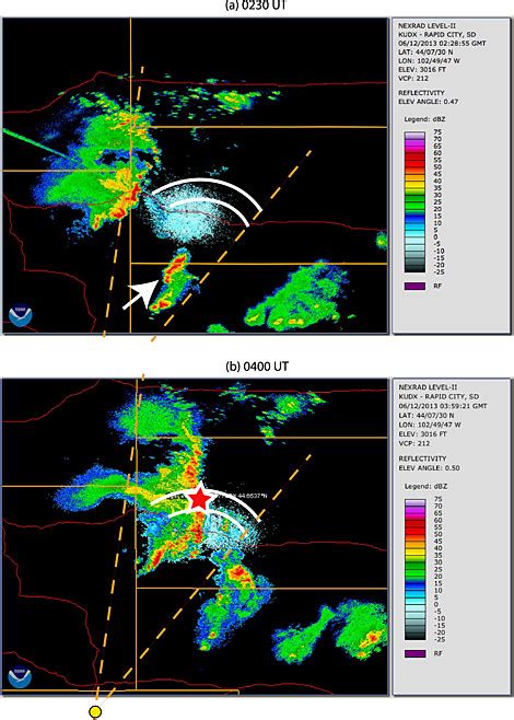 Nexrad Reflectivity Charts At A 0230 Ut And B 0400 Ut The