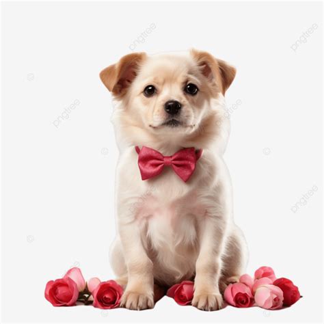 白い背景に分離された赤いバラの花びらを持つチワワの子犬イラスト素材透過、pngフリー画像ダウンロード Pngtree