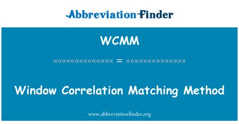 Wcmm Significa Método De Coincidencia De Correlación De Ventana