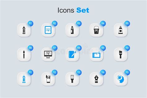 Set Fountain Pen Nib Computer With Design Program Tube Paint Palette Paint Spray Brush