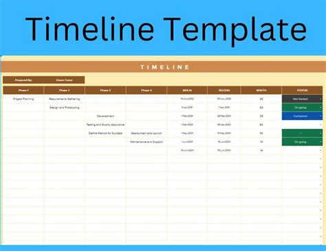 Timeline Template Google Sheets Project Planner Event Schedule