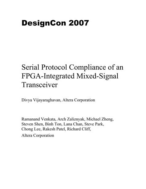 Pdf Serial Protocol Compliance Of An Fpga Integrated Mixed Signal Transceiver Application