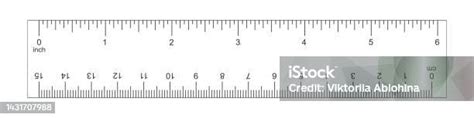 6 인치 및 15 센티미터 규모의 수평 눈금자 마크업과 숫자로 차트를 측정합니다 거리 높이 또는 길이 측정 도구 템플릿 눈금자에 대한 스톡 벡터 아트 및 기타 이미지