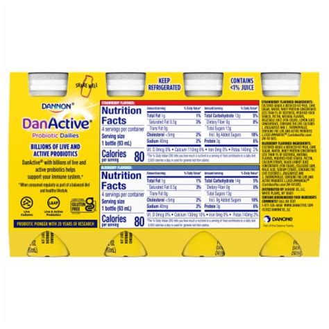 Danactive Gluten Free Probiotic Dailies Blueberry And Strawberry Dairy