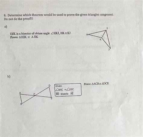 Solved Determine Which Theorem Would Be Used To Prove The Chegg