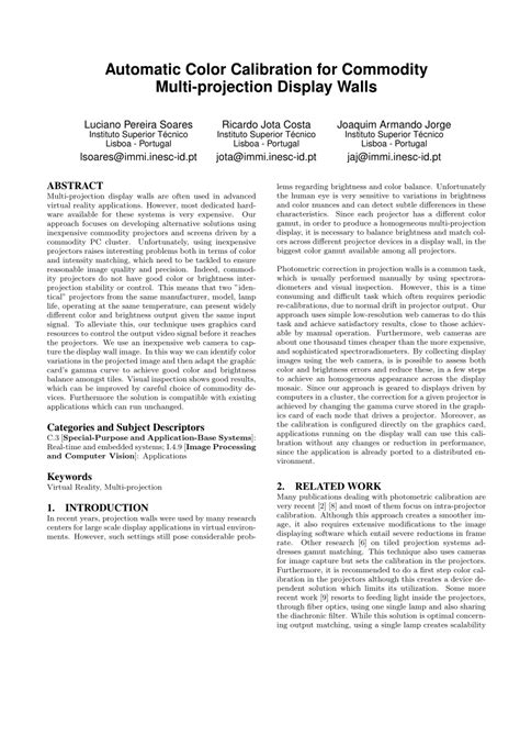Pdf Automatic Color Calibration For Commodity Multi Projection Display Walls