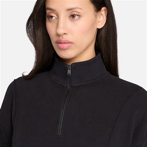 Lush Quarter Zip Sweatshirt For Women In Black