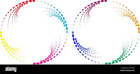 Round And Round Rotating Dotted Outline Circular Objects With Multiple Colors Stock Vector Image