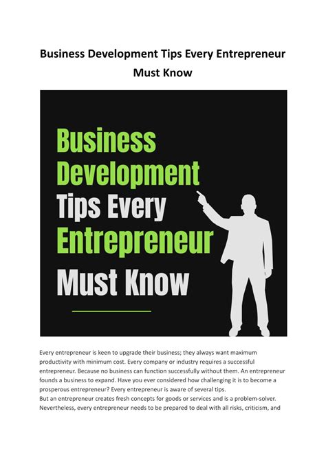 Ppt Know The Business Development Tips Powerpoint Presentation Free