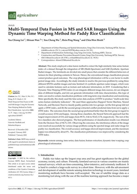 Pdf Multi Temporal Data Fusion In Ms And Sar Images Using The Dynamic Time Warping Method For