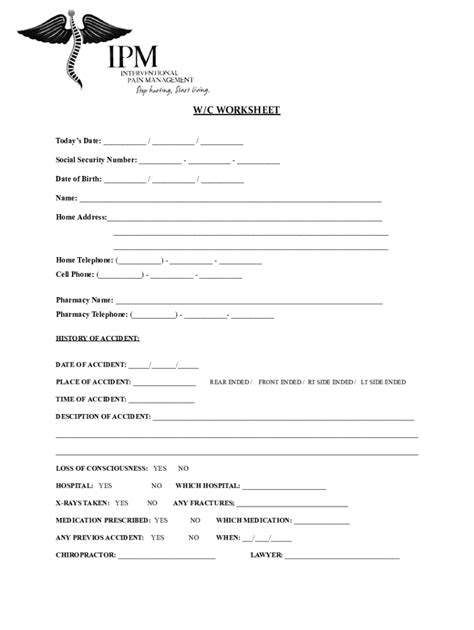 Fillable Online Forms Worksheets Workers Compensation Commission