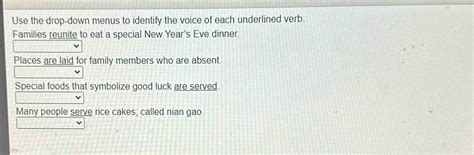 solved use the drop down menus to identify the voice of each