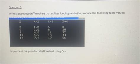 Solved Write A Pseudocode Flowchart Tht Utilizes Looping