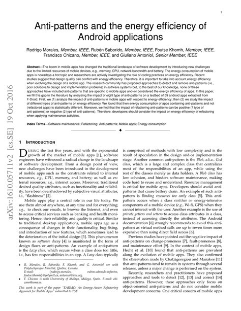 Pdf Anti Patterns And The Energy Efficiency Of Android Applications