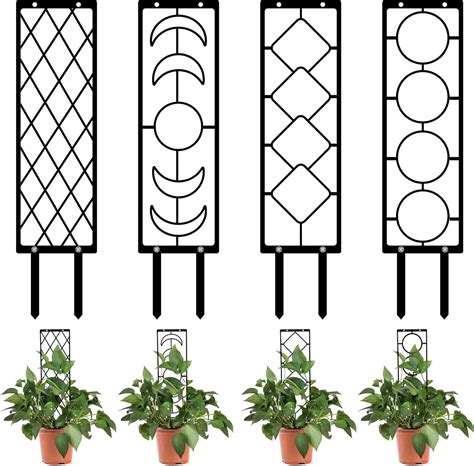 Set Of 4 Small Metal Plant Trellis House Plant Pot