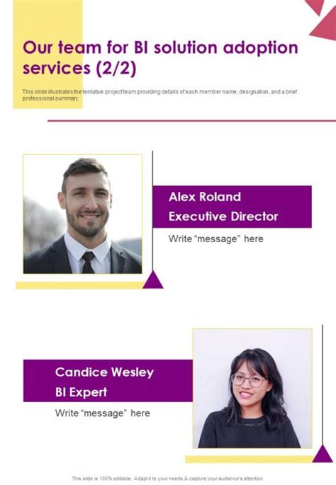 Our Team For Bi Solution Adoption One Pager Sample Example Document Ppt Sample