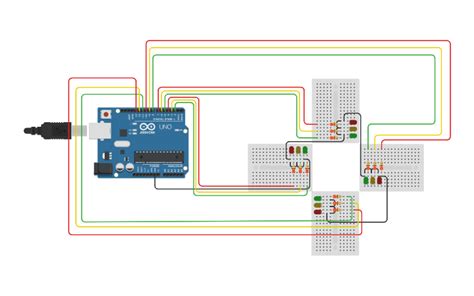 Circuit Design Arduino ไฟจราจร Tinkercad