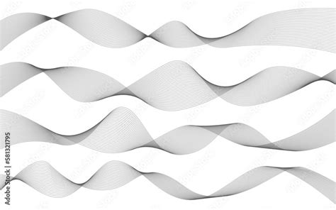 Abstract Wavy Lines On White Background Flow Curve Blend Texture Audio Frequency Grey Stripes