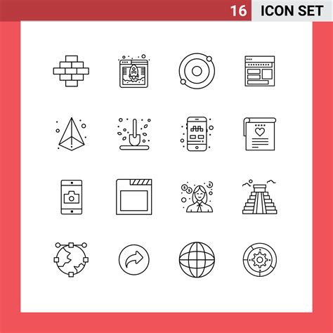 Group Of 16 Modern Outlines Set For Box Web Molecule Page Business Editable Vector Design