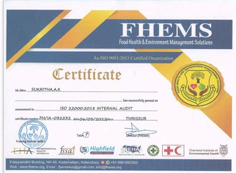 Sukritha A K On Linkedin Iso22000 Fhmes