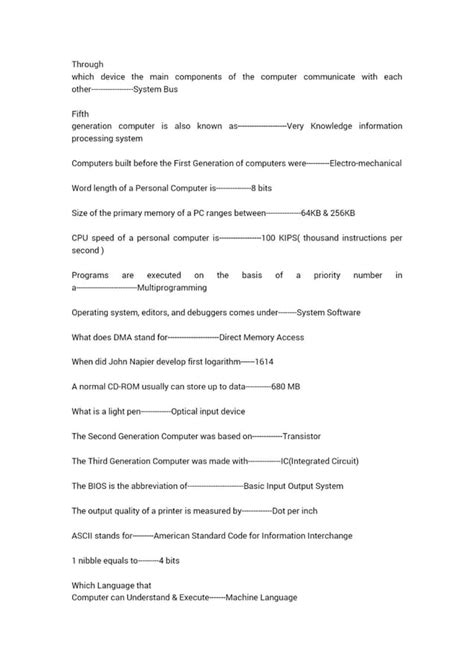 Basic Computer Question PDF