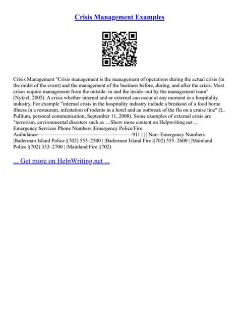 Crisis Management Examples Pdf