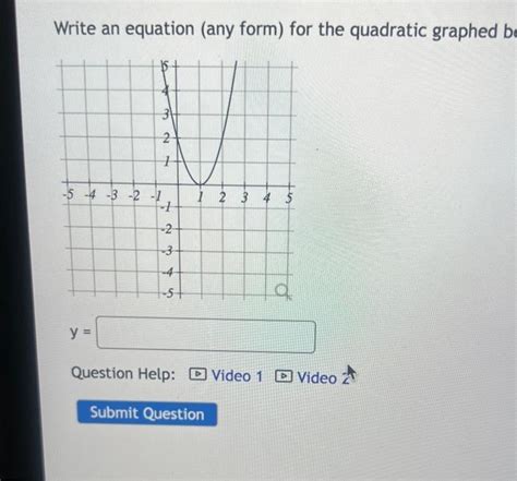 Solved Write An Equation Any Form For The Quadratic