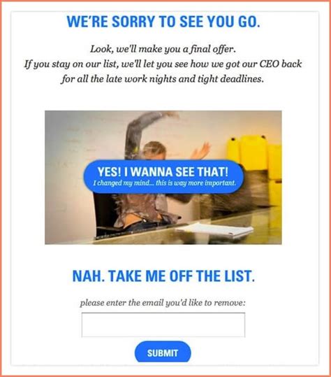 20 Brilliant Unsubscribe Page Examples Ways To Reduce Unsubscribe Rates