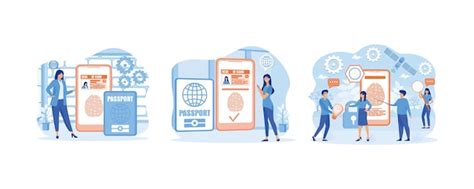 Premium Vector Biometric Documents In Smartphone App Digital Passport