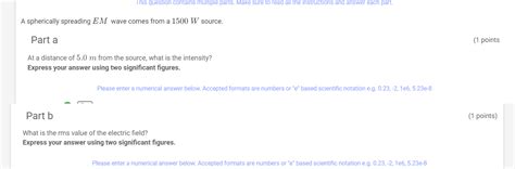 Solved Part BWhat Is The Rms Value Of The Electric Chegg Com