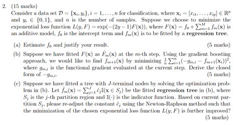 Marks Consider A Data Set D Xi Yi I N For Chegg Com