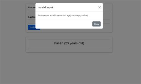 Github Hasanbakis React Add User With Error Modal