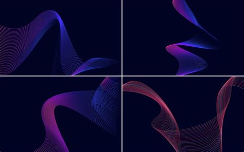 Free Vector Set Of 4 Geometric Wave Pattern Background Abstract Waving Line Vector Illustration