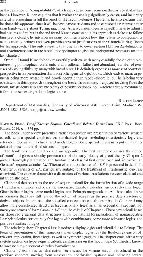 Katalin Bimbó Proof Theory Sequent Calculi And Related Formalisms Crc Press Boca Raton 2014