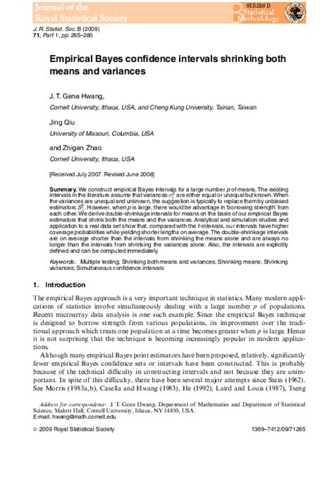 Pdf Empirical Bayes Confidence Intervals Shrinking Both Means And Variances