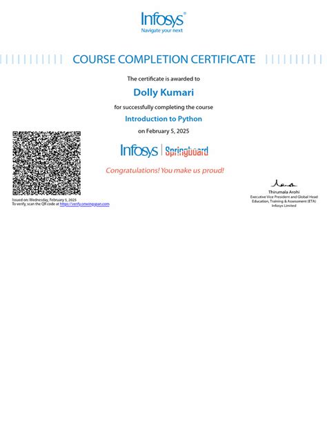 Python Infosys Certificate Pdf