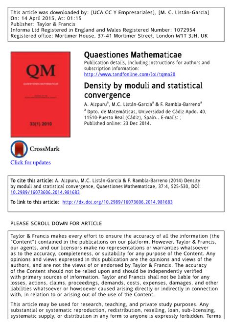 Pdf Density By Moduli And Statistical Convergence