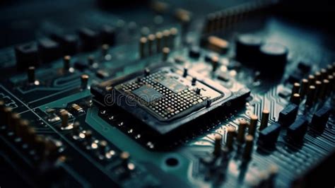 Computer Microchips And Processors On Electronic Circuit Board Abstract Technology