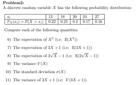 Solved A Discrete Random Variable X Has The Following Chegg Com