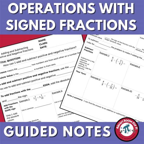 7th Grade Operations Signed Fractions Avid Cornell Guided Notes 7 Ns A